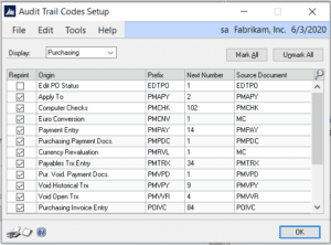 GP Audit Trail Codes Setup - Dynamics GP Support in PA - CSSI Technologies LLC