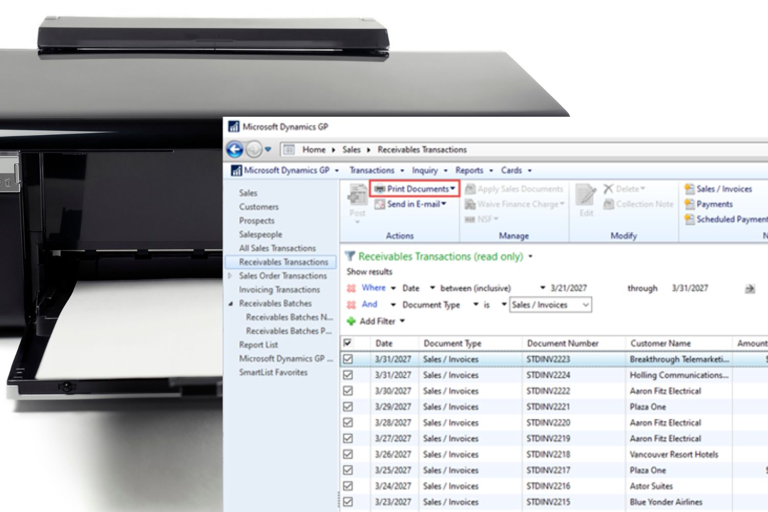 How To Mass Print Transactions in Receivables Batches