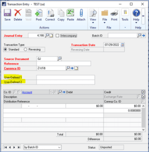How to Use User-Defined Fields in GP General Journal Entry - CSSI
