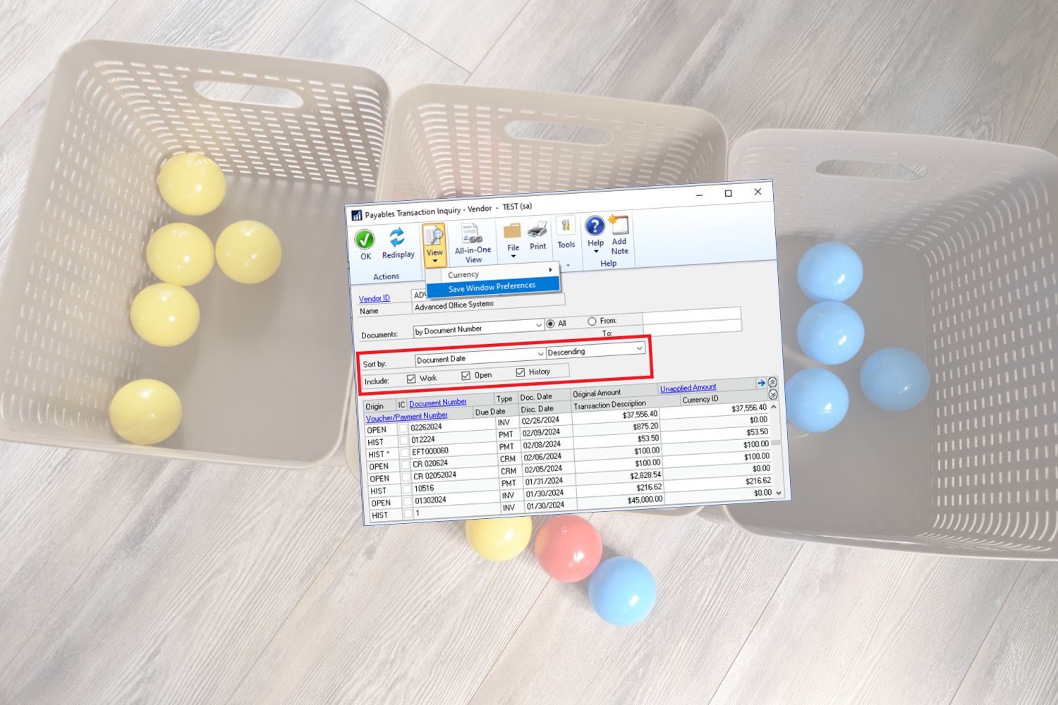 Save Inquiry Window Sort Options in GP - Dynamics GP Support in PA ...