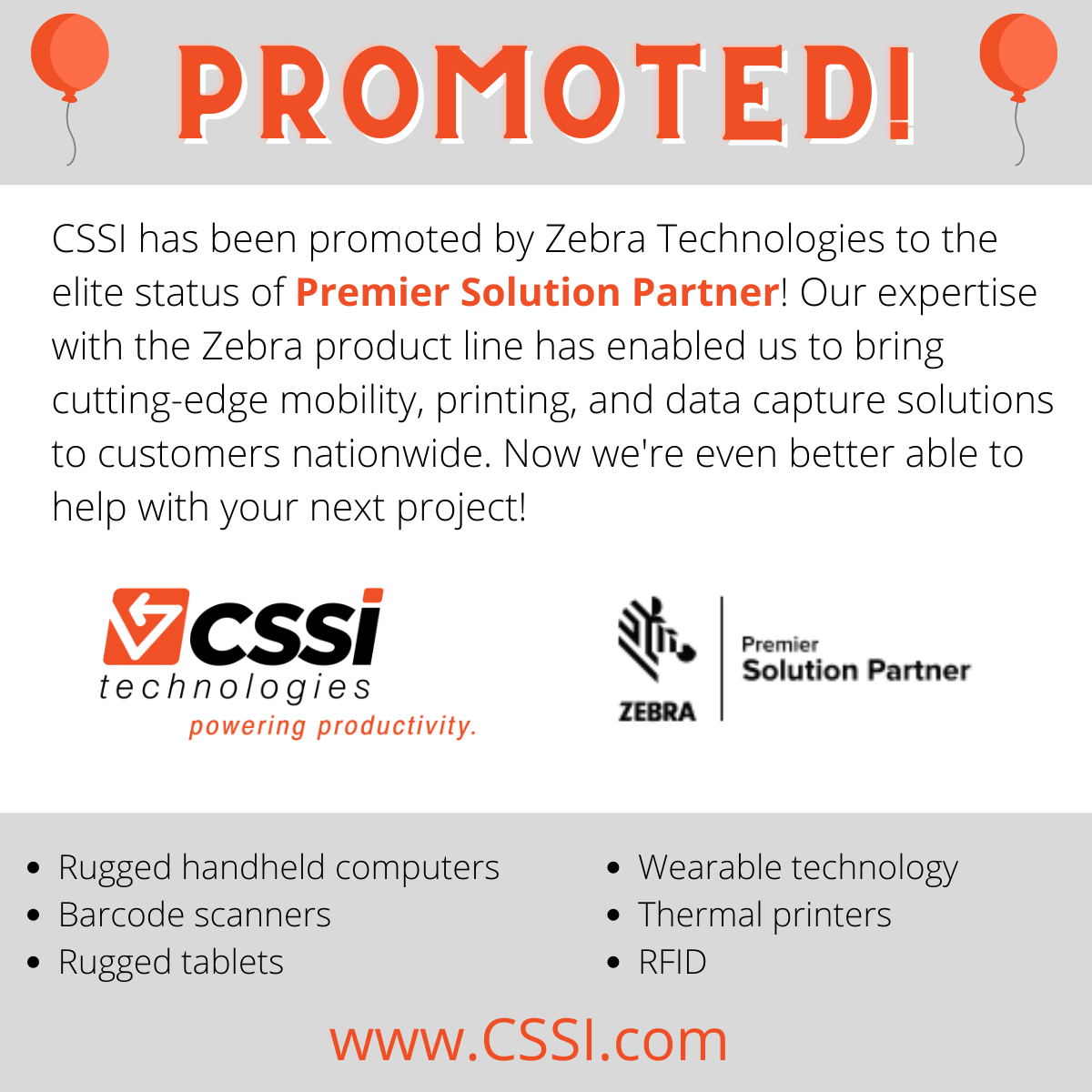 CSSI Achieves Major Zebra Partner Promotion! - CSSI Technologies, Inc